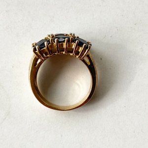 Paj | Jewelry | Paj Sapphire Diamond Ring 925 Gold Overlay Lab Created ...